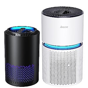 AROEVE Air Purifiers(MK01-Black) with Sleep Mode Speed Control and Air Purifiers(MK03-White) with Enhanced Purification Mode Combo Remove 99.97% of Dust, Pet Dander, Smoke, Pollen for Large Room