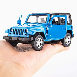 BDTCTK 1/42 Scale SUV Wrangler Car Model Toy Zinc Alloy Die-Cast Pull Back Vehicles Kid Toys for 4 5 6 Year Old Boy Girl Gift(Blue)