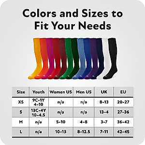 Sof Sole All Sport Over-the-Calf Team Athletic Performance Socks (2 Pair), X-Small, Red