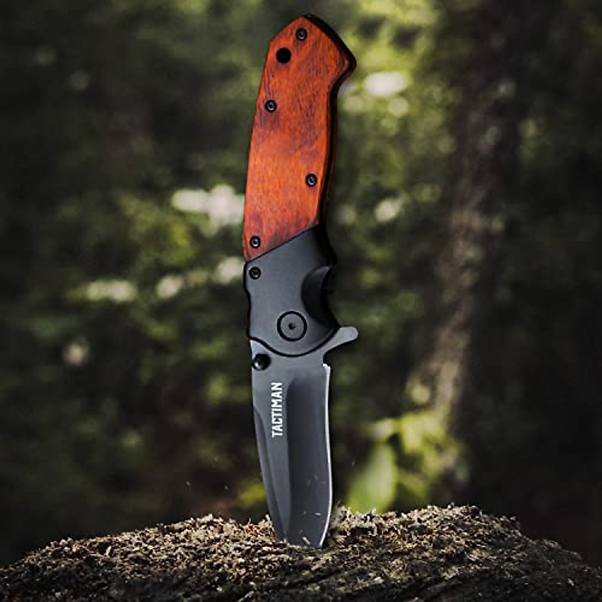 TACTIMAN Pocket Knife Gifts for Men Husband Boyfriend Folding Knife Stainless Steel Blade Wood Handle Birthday Gifts Unique Gifts for Men Stocking Stuffers for Men Knife Gifts for Men