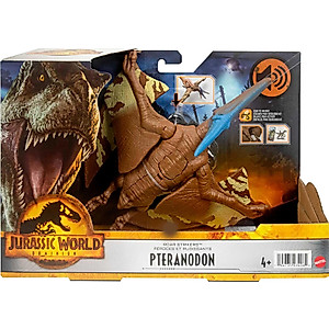 Mattel Jurassic World Dominion Roar Strikers Dinosaur Action Figure with Roaring Sound & Attack Action, Pternanodon Dino Toy Includes Downloadable App & AR
