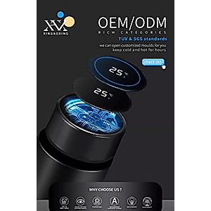 500ml Thermos Stainless Steel Double Wall Vacuum Flask Smart Water Bottle with LED Screen for Temp (White)