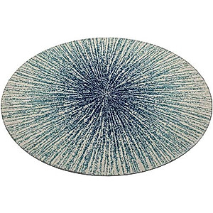 SAFAVIEH Evoke Collection 5'1" Round Royal / Ivory EVK228A Abstract Burst Non-Shedding Dining Room Entryway Foyer Living Room Bedroom Area Rug