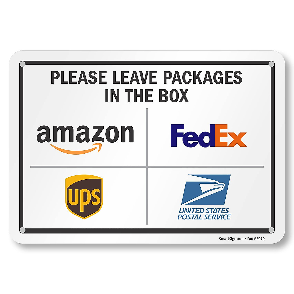 SmartSign 7 x 10 inch “Please Leave Packages In The Box - Amazon, FedEx, UPS, USPS” Delivery Instructions Metal Sign, 40 mil Laminated Rustproof Aluminum, Multicolor