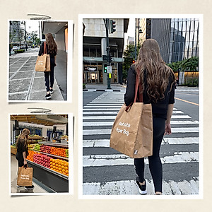 TERRAUSE Reusable Grocery Shopping Bag, Sustainable Grocery Tote Bag, Durable Washable Paper Bag with Short and Long Handles and Velcro Strap Closure, Everyday Bag, Beach Bag, Gym Bag