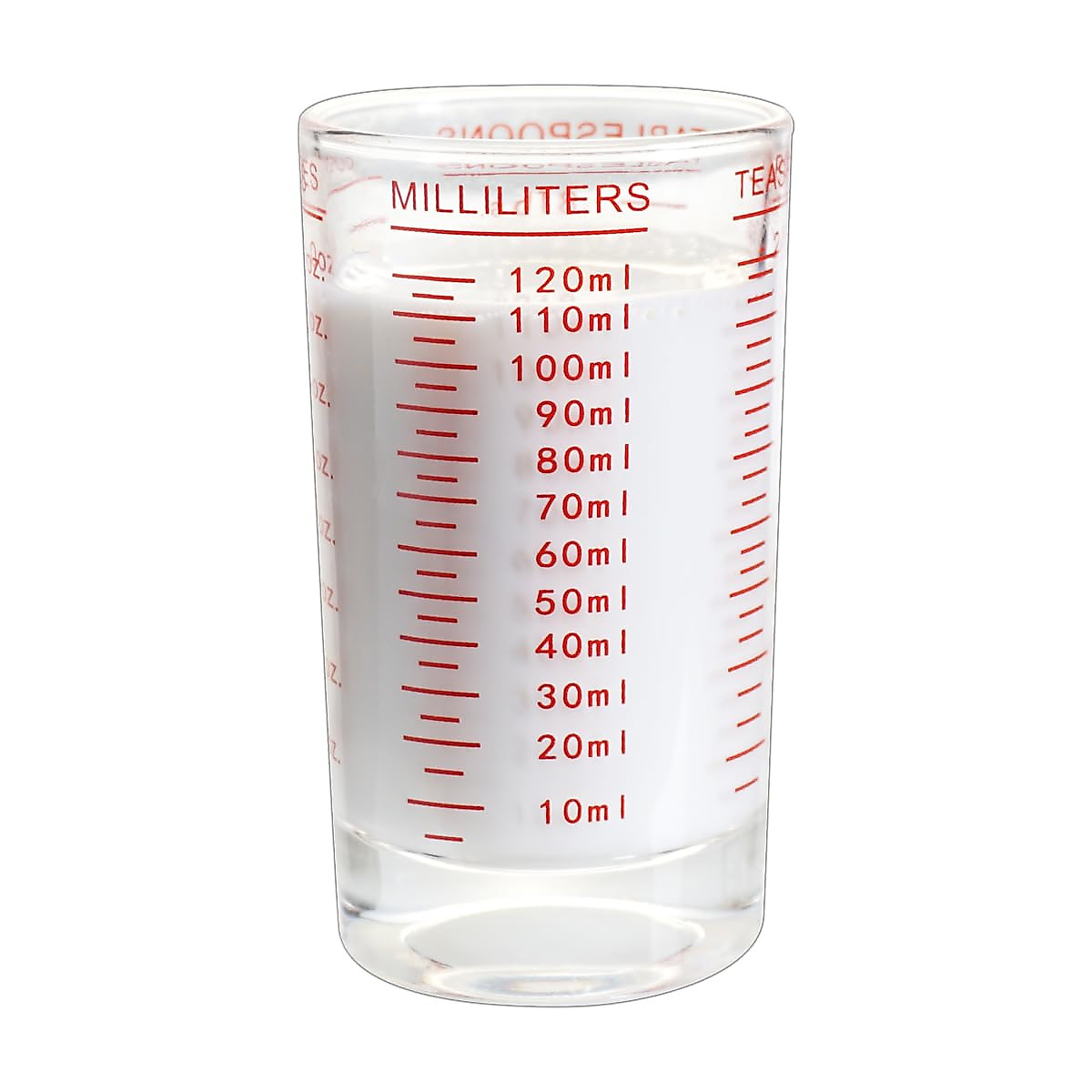 BCnmviku Measuring Cup Shot Glass 4 Ounce/120ML Liquid Heavy High Espresso Glass Cup Black Line (1, Red)