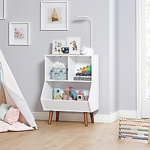 UTEX Toy Storage Organizer, Kids Bookshelf and Toy Storage with Legs, 3 Cube Storage Organizer, Toy Shelf for Kids Room, Living Room, Nursery, White