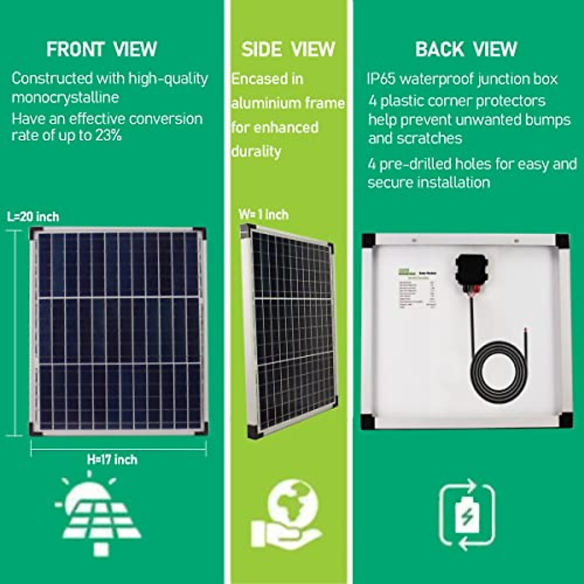 30W 12V Solar Panel Kits- 12 Volt 30 Watt Mono Crystalline Solar Panel + Intelligent 10A Charge Controller- Perfect Solar Battery Charger & Maintainer for Car, RV, Boat, Trailer, Gate Opener, Off Grid