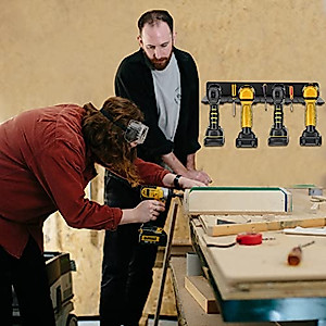 Foozet Electric Drill Storage Rack Wall Mount Heavy Duty Metal,Holds 4 Drills & Batteries Fit Garage, Home, Workshop, Shed Power Tool Storage - Max Load 100lb