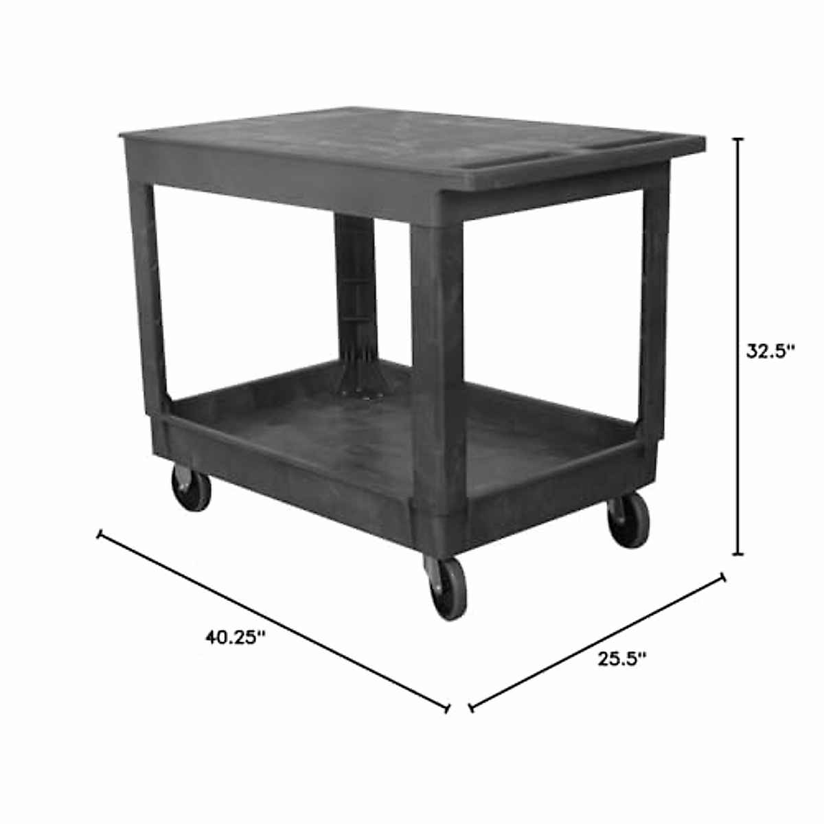 Wesco Industrial Products 270493 Plastic Flat-Top Standard Service Cart, 2 Trays, 500-lb. Load Capacity, 40.25" L x 25.5" W x 32.5 H