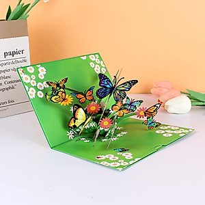 evron Pop Up Birthday Cards,3D Flower Butterfly Greeting Card,Thanksgiving,Thank You Cards,Butterfly Garden Pop Up Card,Christmas Card,Valentine's Day,with Lay Flat Display Widget&Envelopes(Butterfly)