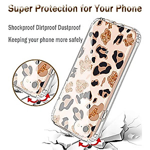 YiYiYaYa for iPhone SE 2022 Case, iPhone SE 2020 Case with Built in Screen Protector, Clear Floral Pattern for Girls Women, Full Body Shockproof Case for iPhone 6/6S/7/8/SE 2020/2022 Golden Leopard