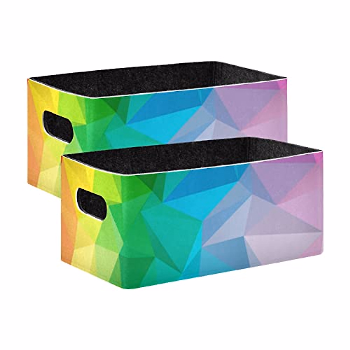 Rainbow Mosaic Storage Basket Felt Storage Bin Collapsible Towel Storage Convenient Box Organizer for Pet Supplies Magazine