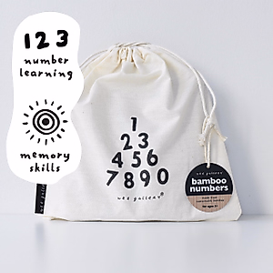 Wee Gallery Bamboo Numbers Set - Number Learning for Baby, Toddler, Preschool Age Kids - Interactive Wooden Numbers to Stimulate Early Development Through Educational Toys