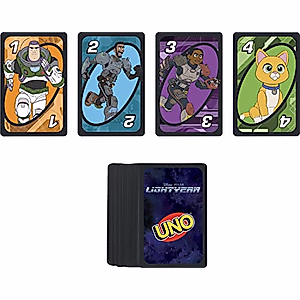 Mattel Games UNO Disney and Pixar Lightyear Card Game, Travel Game with Movie-Themed Deck in Collectible Tin for 2-10 Players
