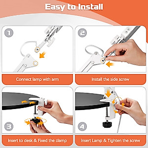 Lanhado LED Desk Lamp with Clamp, Architect Desk Lamps for Home Office, 24W Swing Arm LED Desk Light, Eye-Caring White Desk Lamp, 3 Lighting 10 Brightness Adjustable Desk Lamp for Read/Relax/Work