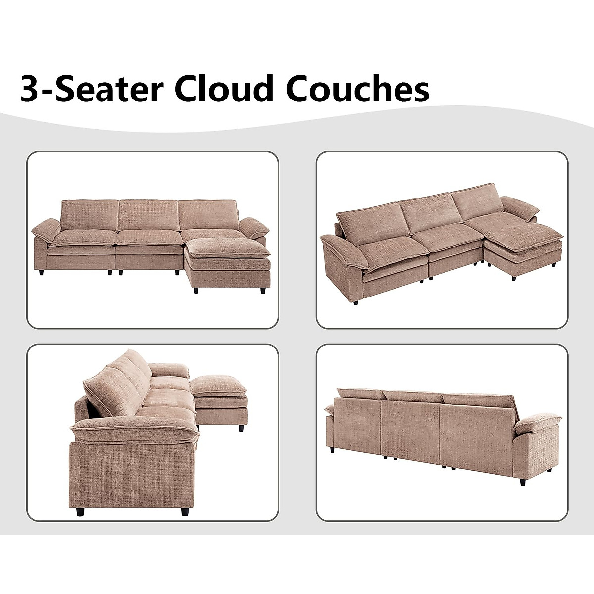 Suheww Sectional Couches for Living Room, L Shaped Sofas Modern Deep Seat Cloud Sofa Sectional, Oversized Cloud Couch Modular Sectional Sofa Couches for Living Room