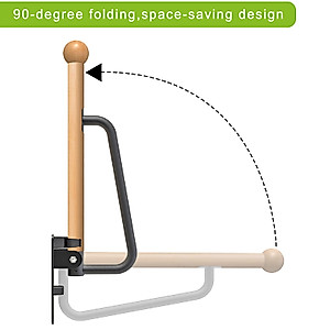 Dolibest 24 Inch Toilet Safety Bar, Foldable Toilet Grab Bar, Wall Mounted Wooden Handicap Grab Bar for Bathroom. Non-Slip and Waterproof Comfty Grip Bar for Disabled Elderly Pregnant, 1PCS
