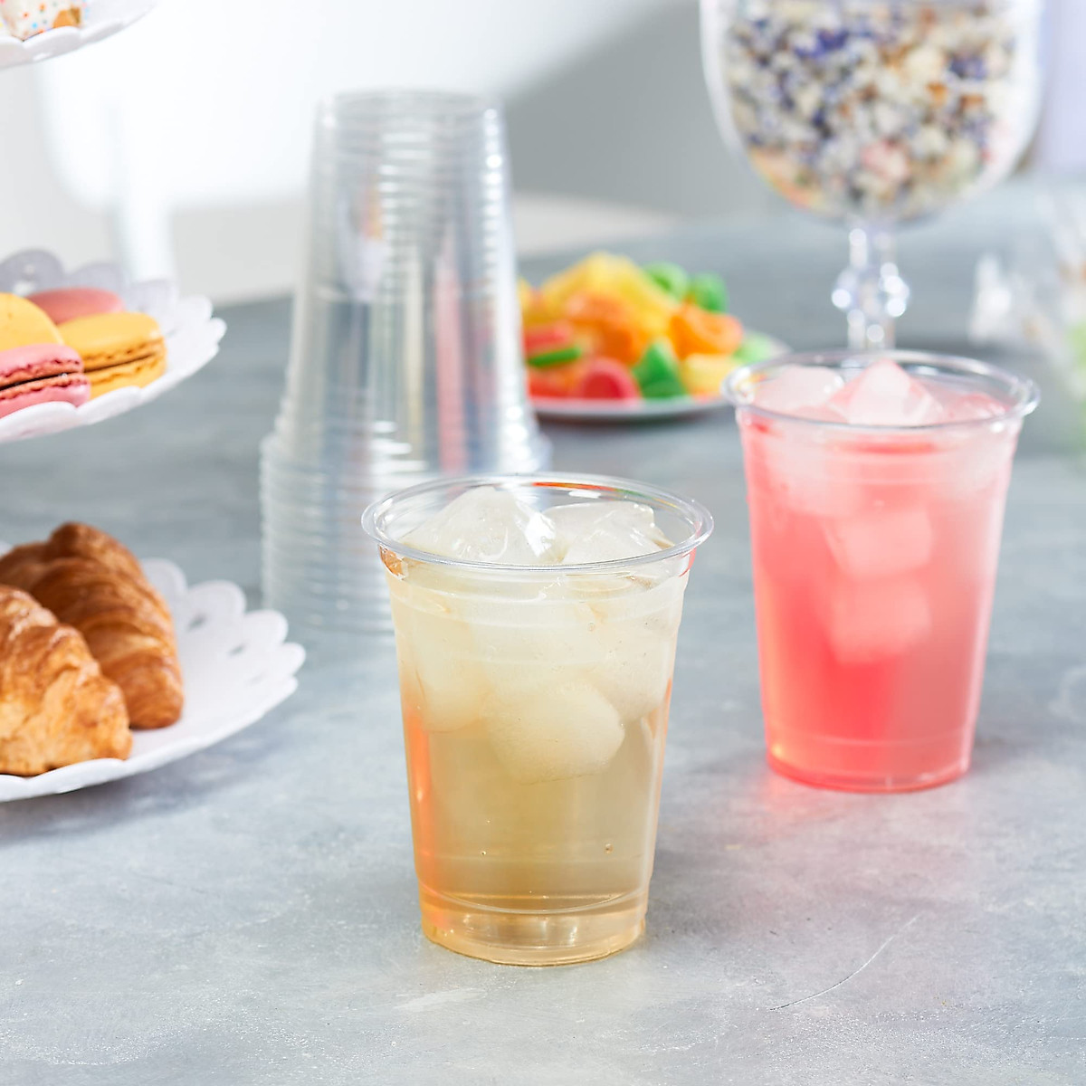 Comfy Package [100 Pack - 16 oz.] Crystal Clear PET Plastic Cups