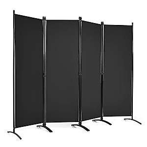 Giantex 5.6 Ft Tall 4 Panel Room Divider Black, Lightweight Portable Folding Privacy Screen, Freestanding Partition Wall Divider and Separator for Bedroom Home Office Apartment Studio