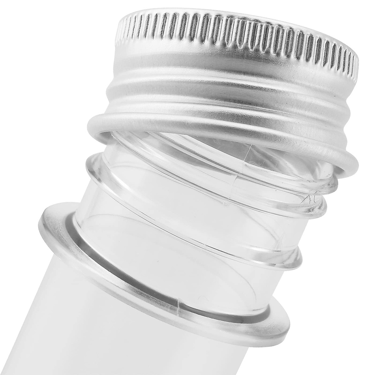 JAPCHET 80 Pack 25x140mm Clear Plastic Test Tubes, 40 ml Plastic Test Tubes with Screw Caps, Science Party Test Tubes, Transparent Plastic Test Tubes Gumball Candy Tubes