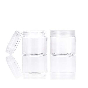 BENECREAT 20 Pack 2oz PET Plastic Round Container Jars with Clear Lids and and Leakproof Gasket for Beads, Crafts, Body Scrub Creams