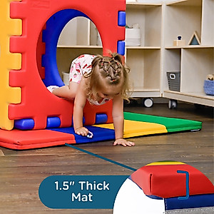 Children's Factory Rainbow Folding Gym Activity Mat, 4 ft x 4 ft, Cushioned Floor Mat for Kids, Daycare Floor Mat for Kids