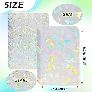 200 Pieces Double Side Holographic Card Sleeves Include 100 Pieces Broken Glass and 100 Pieces Gemstone Little Star Laser Photo Card Sleeves Kpop Photo Card Sleeves for Kpop Photo Cards, 61 x 88 mm