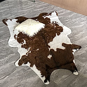 Huichenxing2021FURSTORE Faux Fur Deer Print Area Rug, Animal Deer Hide Skin Cowhide Area Rug Animals Mat Non-Slip Deer Rug for Home Living Room Bedroom 33.5in x43.3in/2.8ftx3.6ft