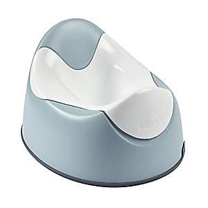 BÉABA - Baby's Training Potty - Ergonomic Baby Potty - Non-slip - Hygienic - Easy care - Handgrips on The seat - Made in France - Green Blue