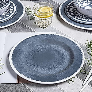 Yinshine Melamine Dinnerware Sets - Melamine Plates and Bowls Set for Daily use, Camping RVing Dishes Set, Grey