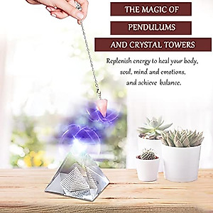 23PCS Natural Crystals and Healing Stones Set, 7 Raw Chakra Stones,10pcs Tumbled Stones, Pink Pillar Crystal Necklaces & Pendulum, White Pyramid & Pillar, 50g Stones Assorted, Wooden Box