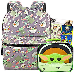 Star Wars Backpack and Lunch Box Set - Bundle with Baby Yoda School Backpack for Boys, Star Wars Lunch Bag, Stickers | Star Wars The Child Backpack