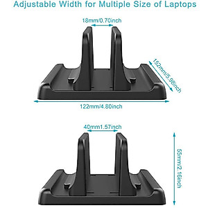 Vertical Laptop Stand Space-Saving Design Holder for WACOM/HUION/XP-Pen Ten Tablet, Adjustable Desktop Notebook Dock for MacBook Pro Air, Mac, HP, Dell, Microsoft Surface, Lenovo, up to 17.3 inches