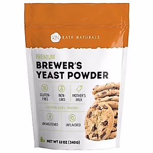 Brewers Yeast Powder for Lactation to Boost Mother's Milk - Kate Naturals. Brewer's Yeast Powder for Lactation Cookies. Gluten Free & Non-GMO Lactation Supplement. Edible for Dogs & Ducks (12oz)