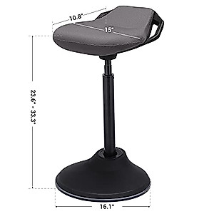 SONGMICS Standing Desk Chair, Adjustable Ergonomic Standing Stool, 23.6-33.3 Inches, Swivel Sitting Balance Chair, Anti-Slip Bottom Pad, Grey UOSC02GY