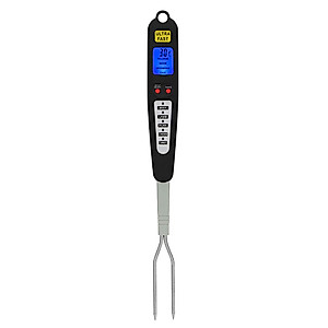 Digital Meat Thermometer Fork,Digital Cooking Fork Instant Read Fork for Kitchen Digital BBQ Fork Thermometer Dual Probe LED Display