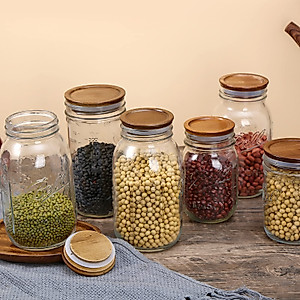 12 Pack Wide Mouth Mason Jar Lids, Reusable Canning Lids with Wooden and Silicone Seals - Perfect for Canning and Preserving in Mason Jars, Brown (12PCS Wide Lids)