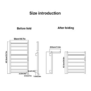 Bathroom Wall Heater,The top can be Folded 90°,Wall Mounted Towel Rack,304 Stainless Steel Heated Towel Rail,Bathroom Wall Mounted Towel Rack,Suitable for Bathroom, Kitchen (Color : Black)