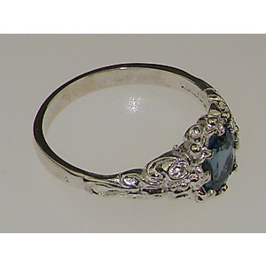 LetsBuyGold 925 Sterling Silver Natural Blue Topaz Womens Anniversary Ring - Size 4.25