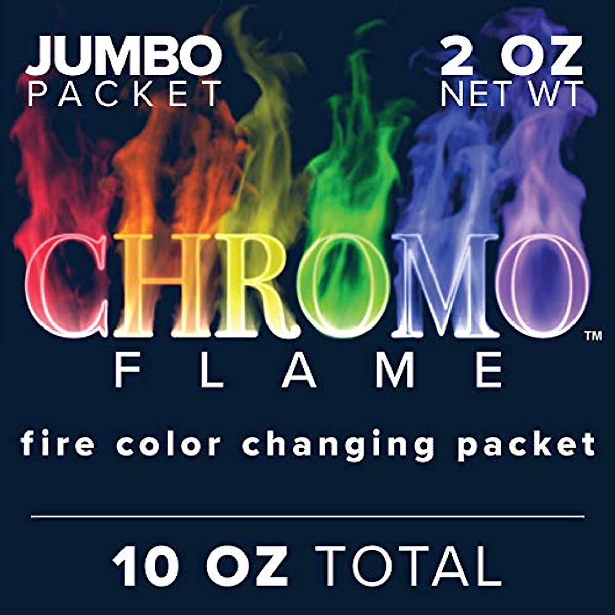 CHROMO FLAME Fire Color Changing Packets for Fire Pit, Campfire, Bonfire, Outdoor Fireplace | Mystic, Rainbow, Magic, Colorful Flames | 10 oz Total, 5-2 oz Jumbo Packets