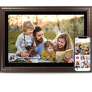 Digital Photo Frame 13.3 Inch Large WiFi Digital Picture Frame HD Touch Screen Wall Mountable Smart Photo Frame with 8GB Memory, Remote Control, Easy Setup to Share Photos and Videos via AiMOR APP