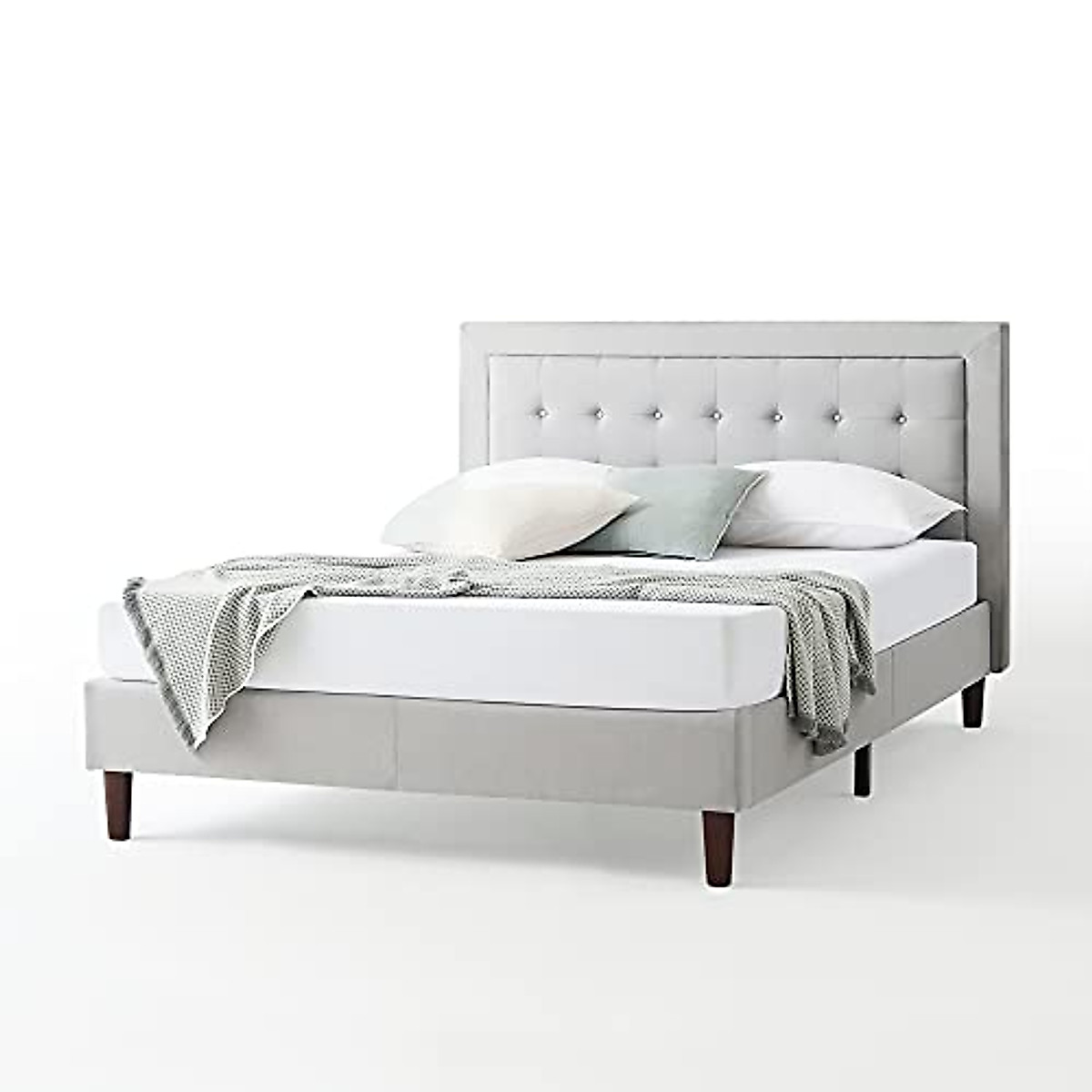 Zinus Dachelle Upholstered Platform Bed Frame / Mattress Foundation / Wood Slat Support / No Box Spring Needed / Easy Assembly, Queen