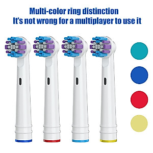 Replacement Toothbrush Heads for Oral-B, 4 Pack Replacement Heads Compatible with Oral B Braun Electric Toothbrush (4 Pack) (White, 1 Count (Pack of 4))