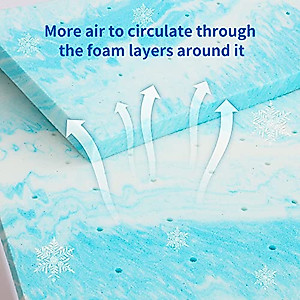 Vyfipt 4 Inch Cooling Gel Memory Foam Mattress Topper,Queen Size,Pressure Relief,Bed in A Box,CertiPUR-US Certified