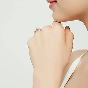 BERRICLE Sterling Silver Solitaire Wedding Engagement Rings 2.7 Carat Oval Cut Cubic Zirconia CZ Promise Split Shank Ring for Women, Rhodium Plated Size 7