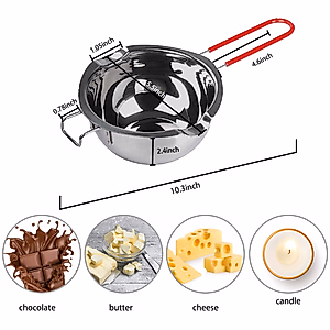 Stainless Steel Double Boiler Melting Pot with Heat Resistant Handle, Large Capacity Chocolate Melting Pot for Butter Candy Butter Cheese, Candle Making (450/900ML)