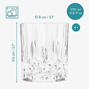 Navaris Glass Whiskey Tumblers (Set Of 4) - 9.8 oz Drinking Glasses And Gift Box - For Daily Use, Parties and Social Gatherings - Dishwasher-Safe