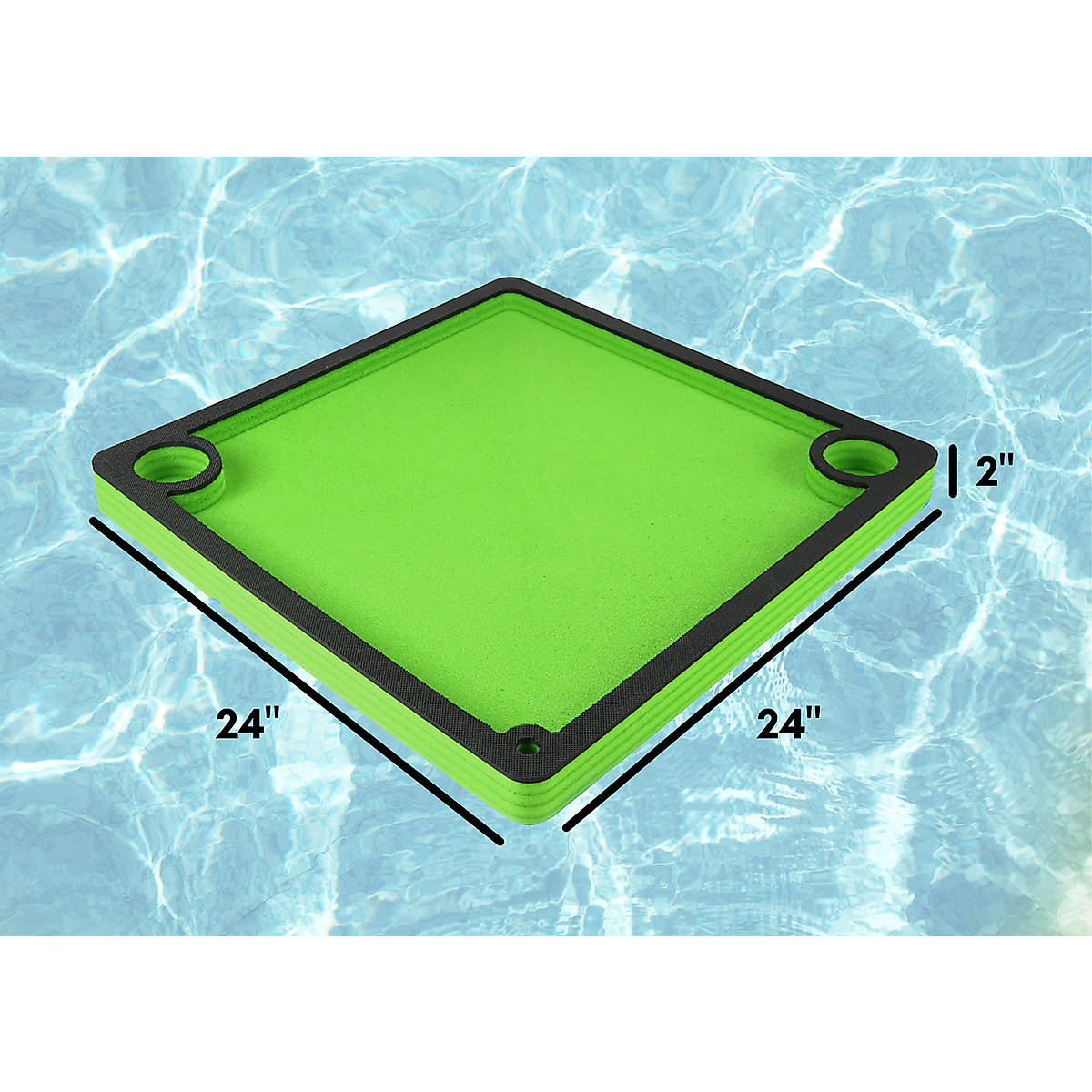 Polar Whale Floating Breakfast Table Serving Buffet Green and Black Tray Drink Holders for Swimming Pool or Beach Party Float Lounge Refreshment Durable Foam UV Resistant with Cup Holders 24 Inches