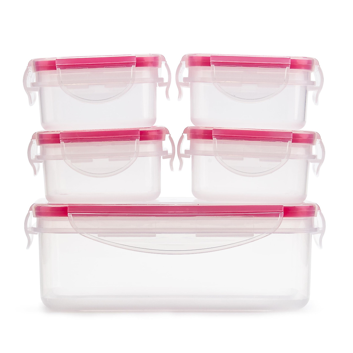 COVRESONET Airtight Food Container Set | 5 Pieces | 8oz & 34oz | Plum Red | Leakproof & Suitable For Home Food Storage